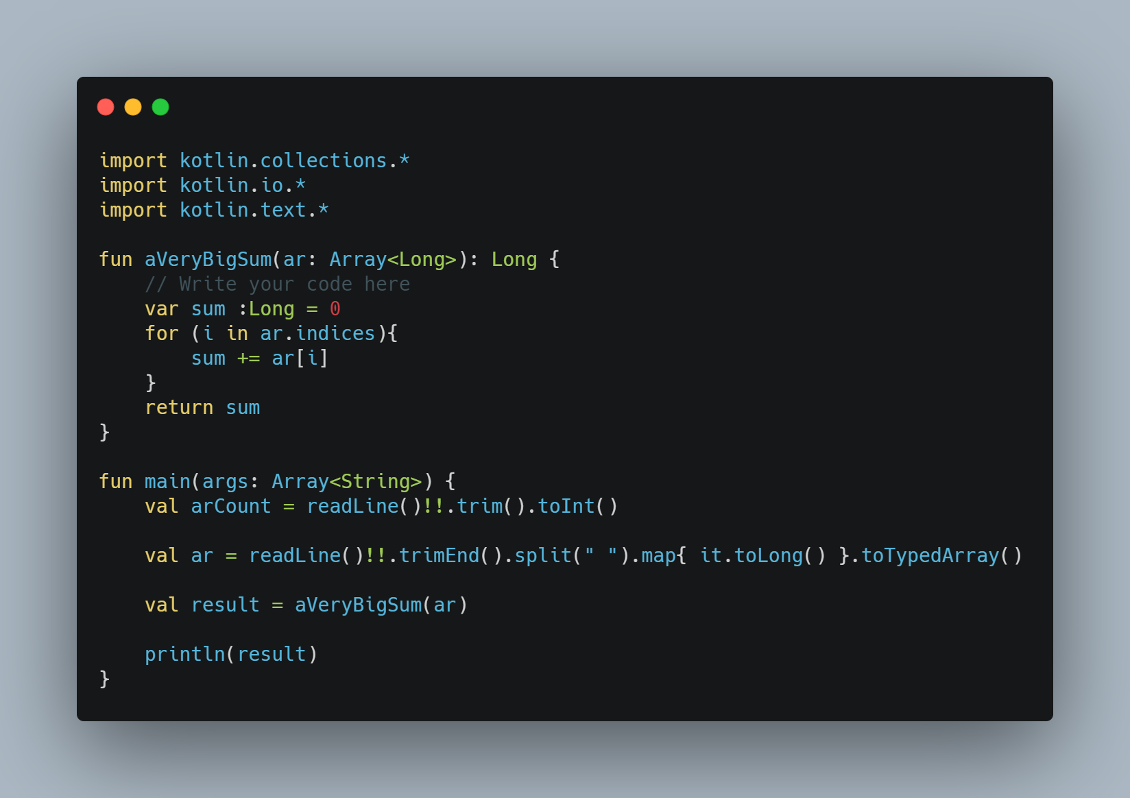 A Very Big Sum - Solo Kotlin